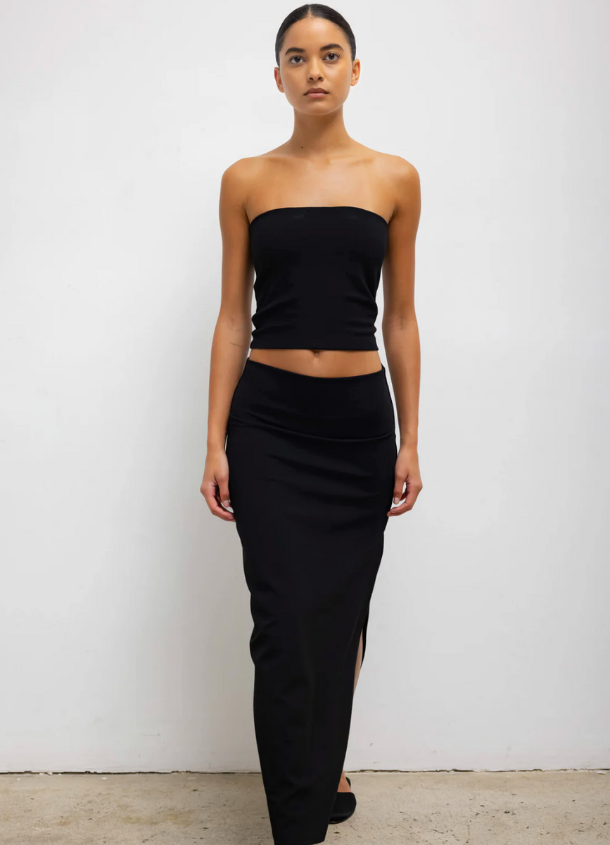 Rio Side Slit Skirt Black – Annabel