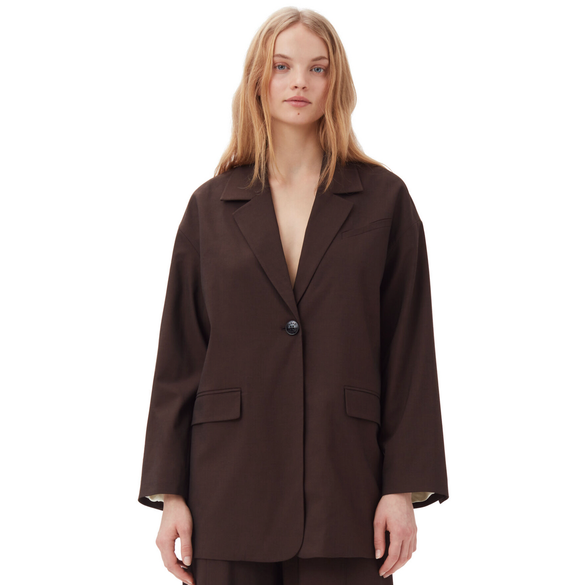 Dark Brown Drapey Melange Dropped Shoulder Boxy Blazer – Annabel
